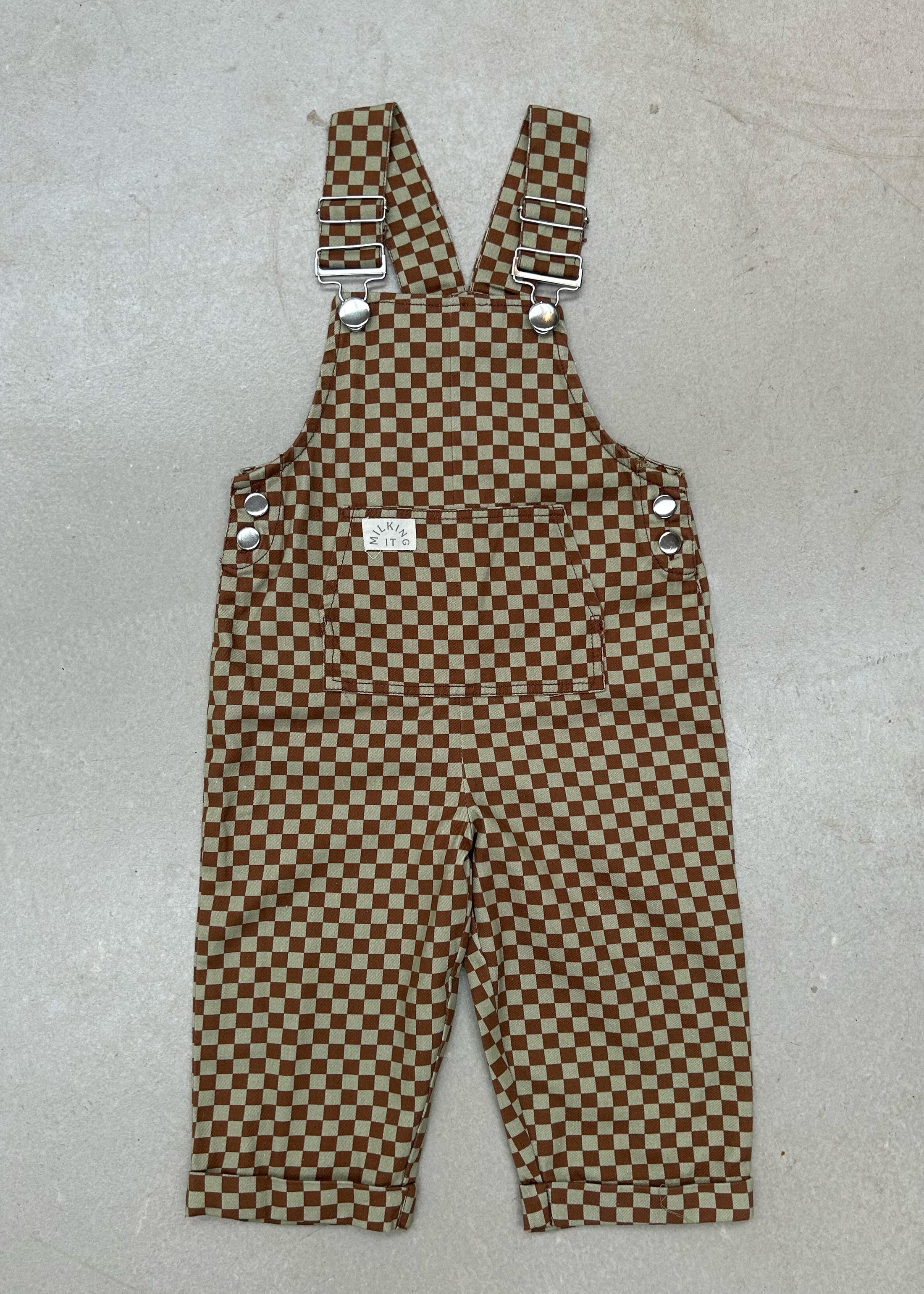 Checkerboard Dungarees - Brick – Claude & Co
