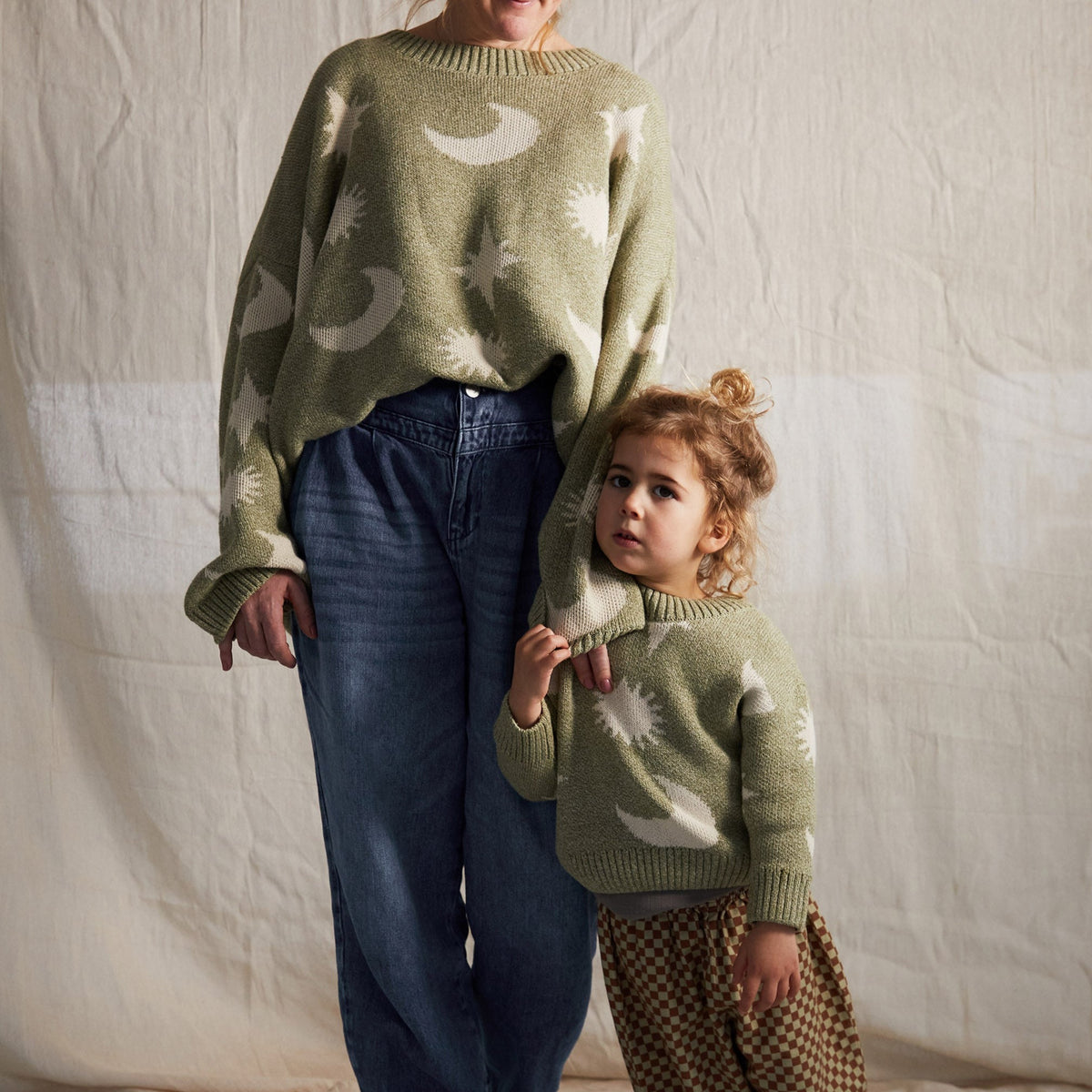 Adult Sweater Nordic Green Moons Stars – Claude & Co